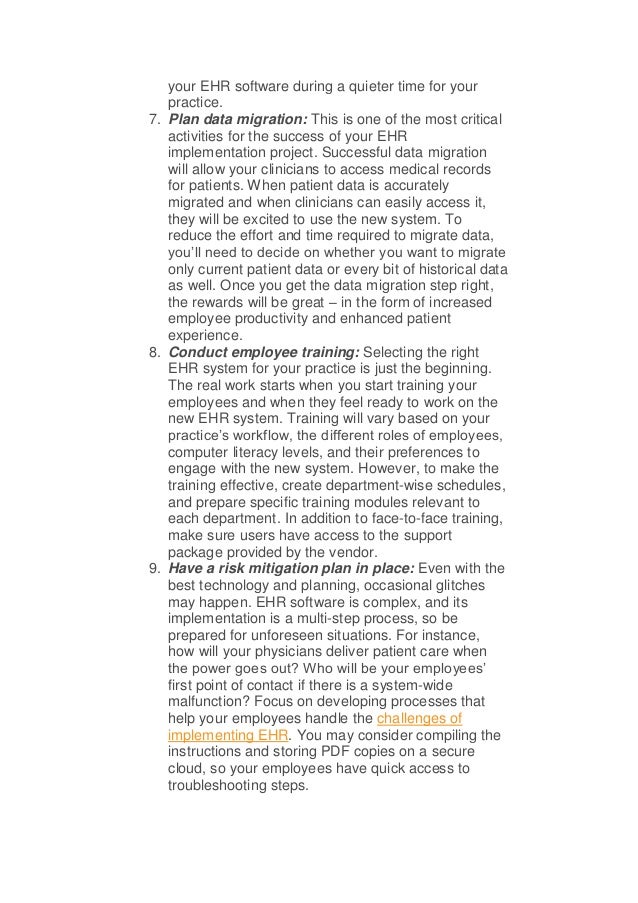 EHR Implementation: 10 Key Steps to Success | PDF