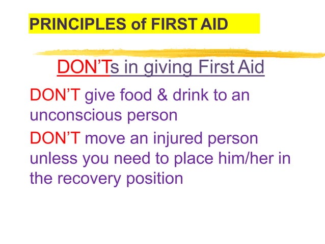 Ehs3. aim, principles and rules of first aid | PPTX