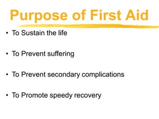 Ehs3. aim, principles and rules of first aid | PPTX
