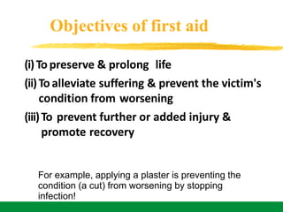 Ehs3. aim, principles and rules of first aid | PPTX