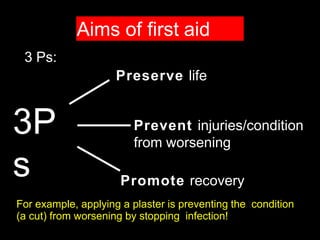 Ehs3. aim, principles and rules of first aid | PPTX