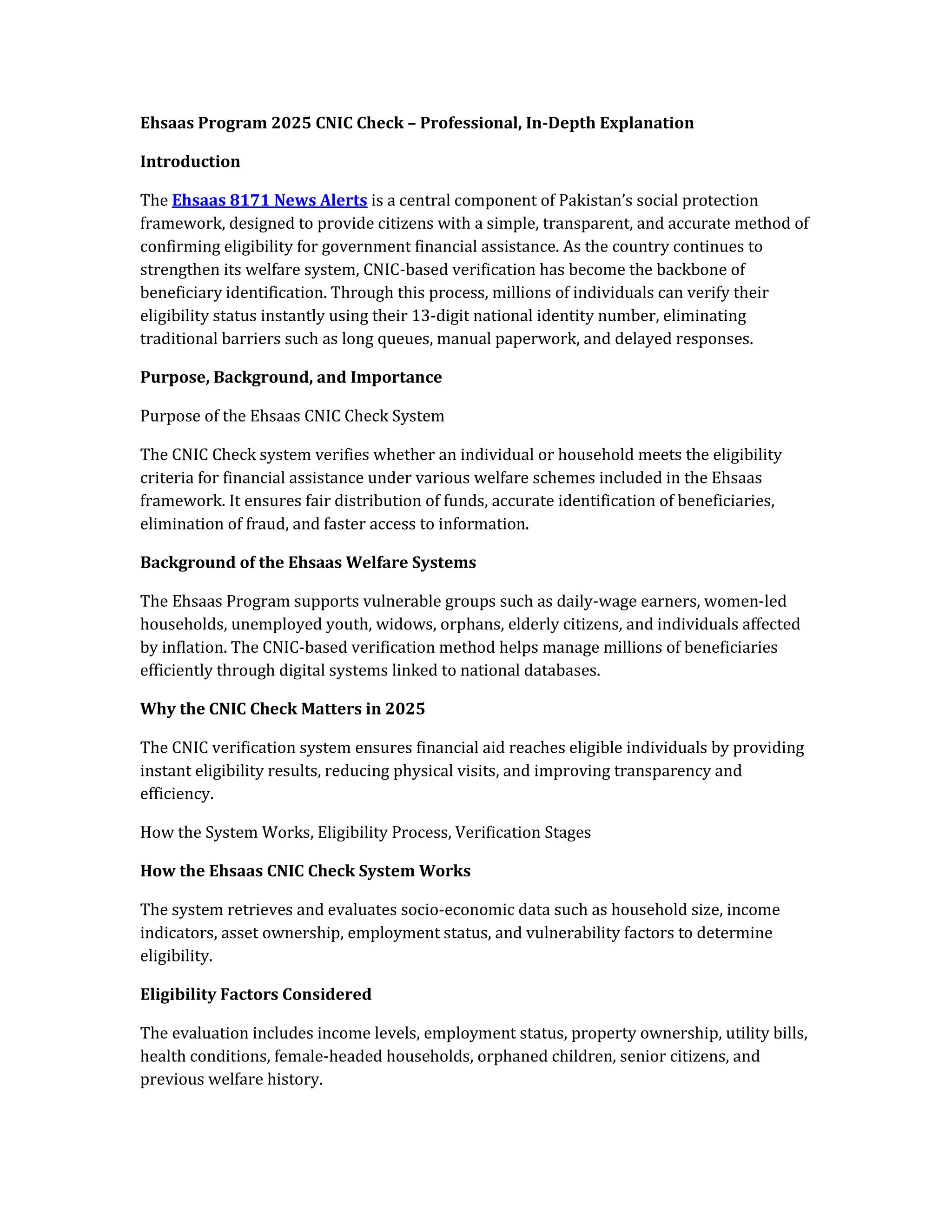 Comprehensive Guide to Ehsaas Program 2025 CNIC Eligibility ...