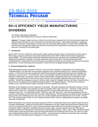 EH+S Efficiency Yields Manufacturing Dividends | PDF