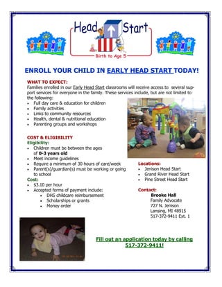 Ehs flyer | PDF | Daycare and Pre-School | Parenting