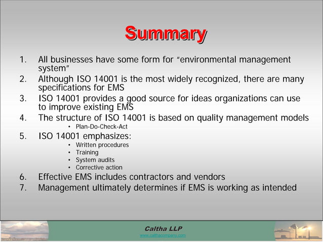 EHS Management Systems Overview For The Hazardous Materials ...