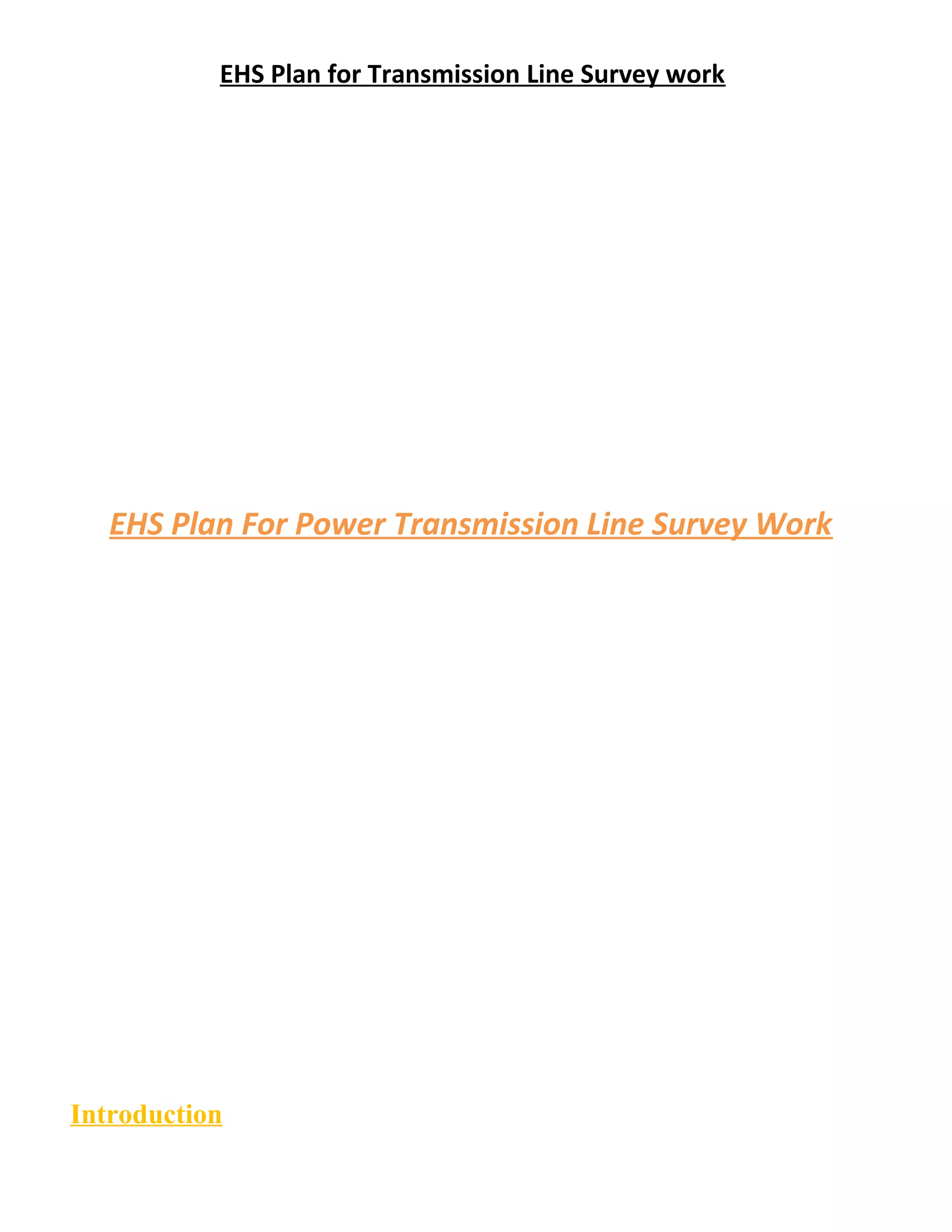 EHS plan for Transmission Line Survey Work | DOC