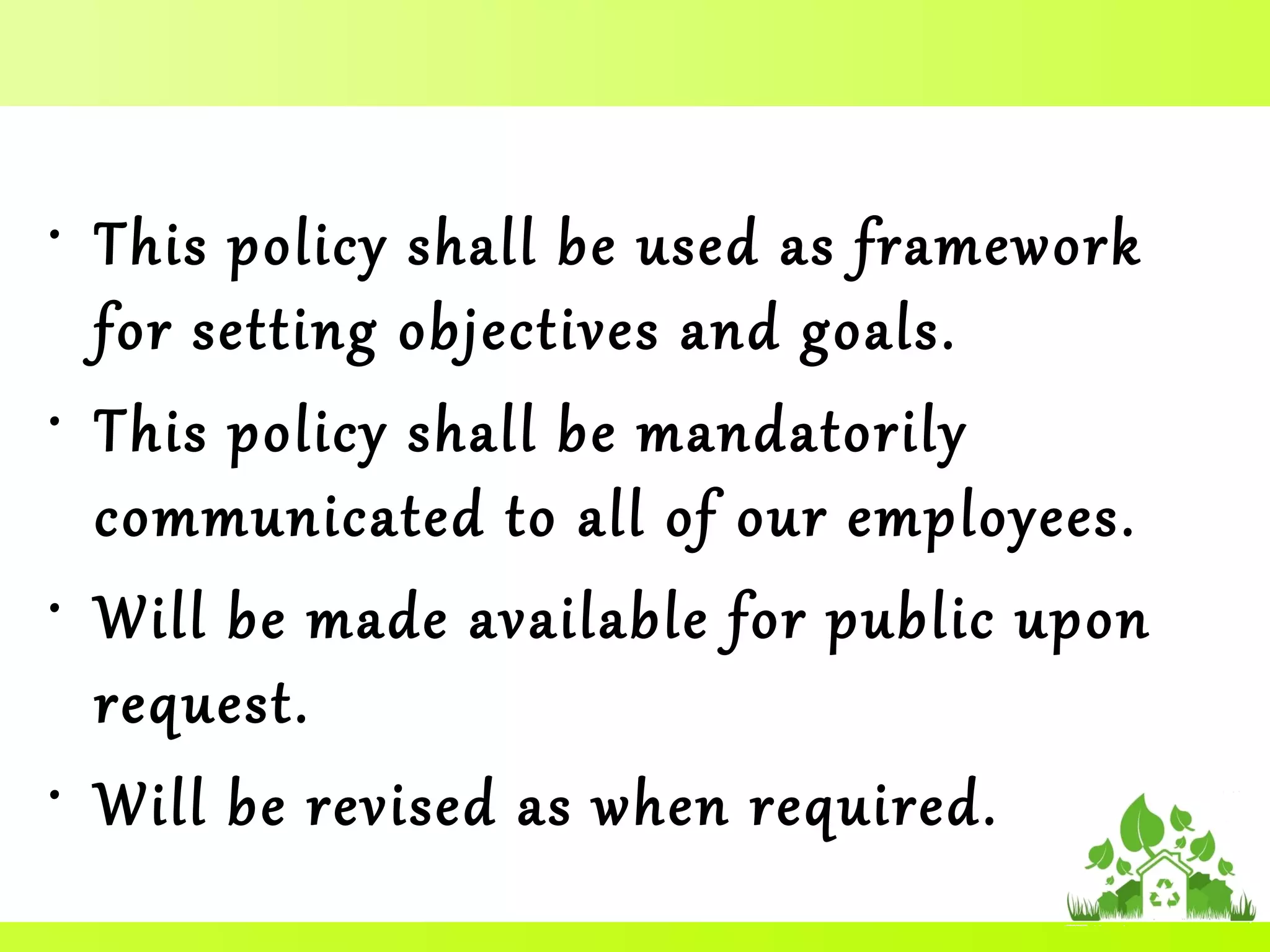 EHS Policy for any Waste Management Company | PPT | Environmental ...