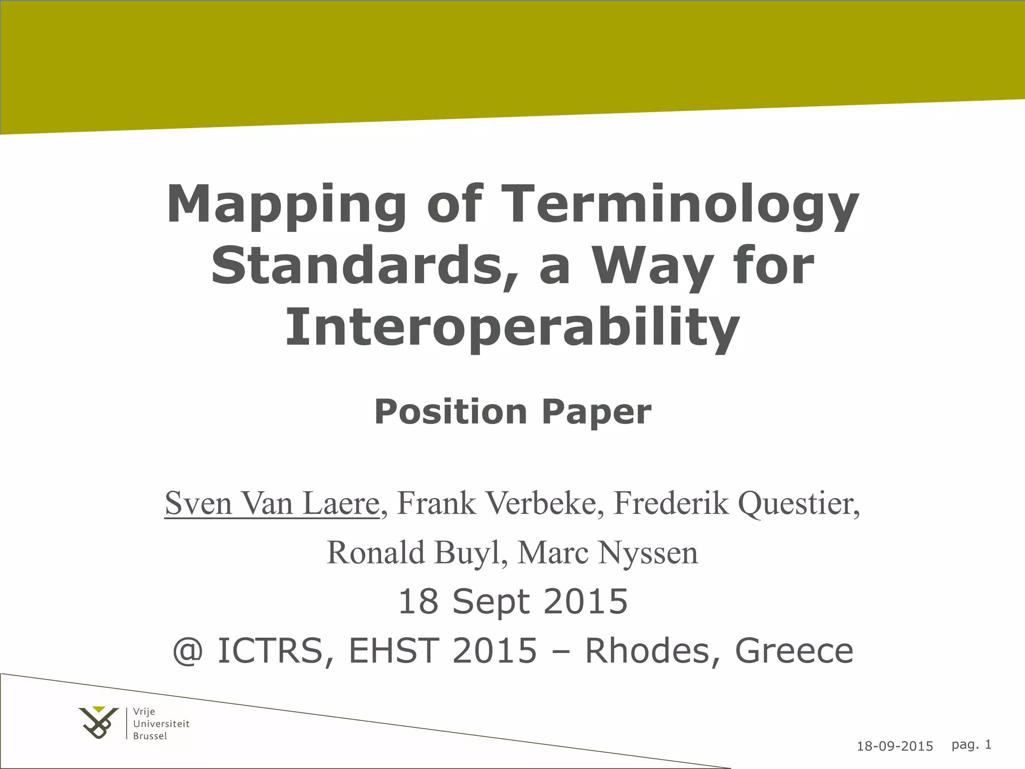 Mapping of Terminology Standards, a Way for Interoperability (Position Paper) | PDF | Computer ...