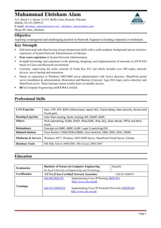 Ehtisham network engineer | PDF