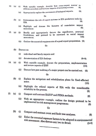 EV5301- Environment Impact Assessment-previous year question paper | PDF