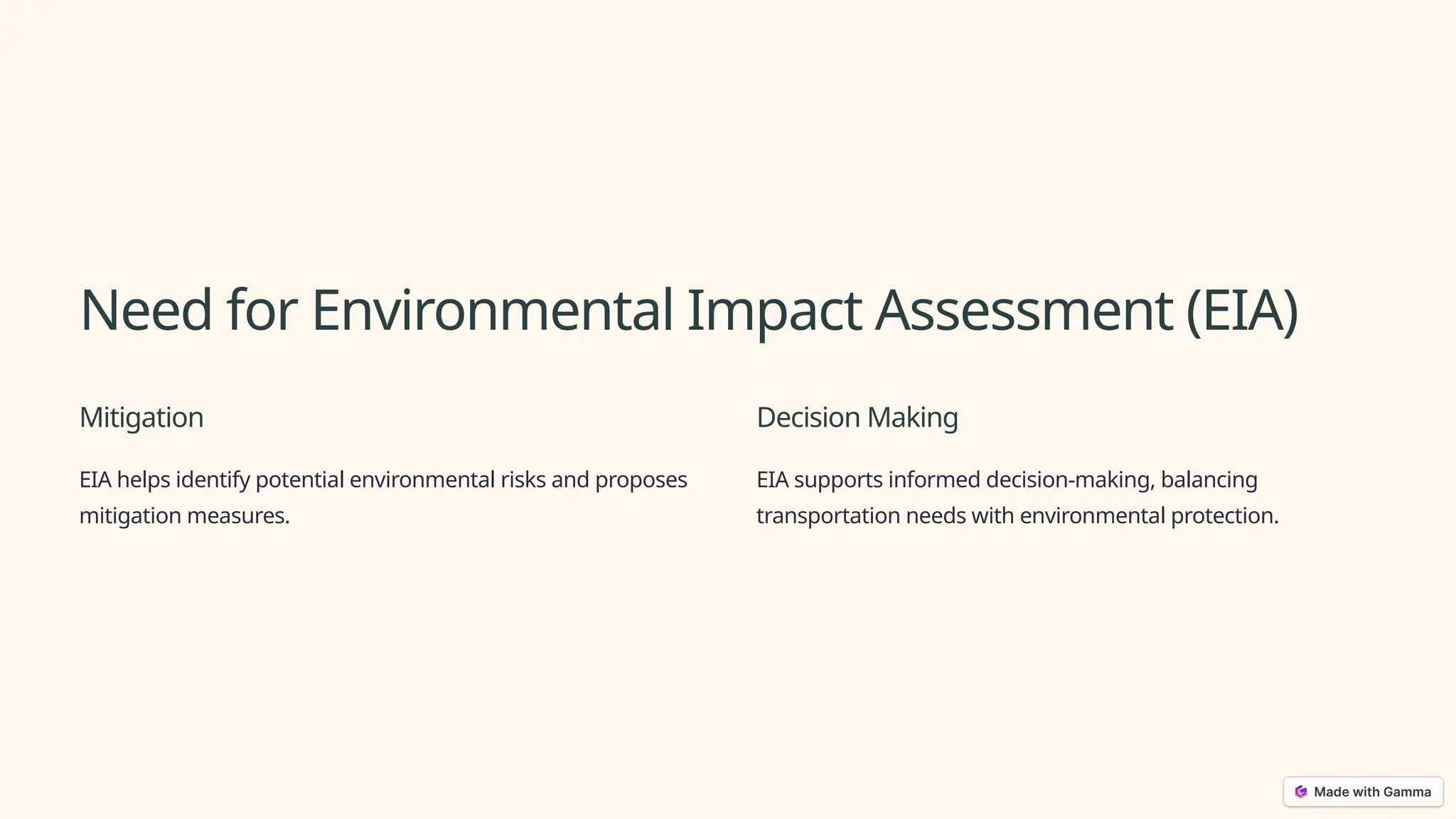 Environmental impacts assessment presentation | PPTX
