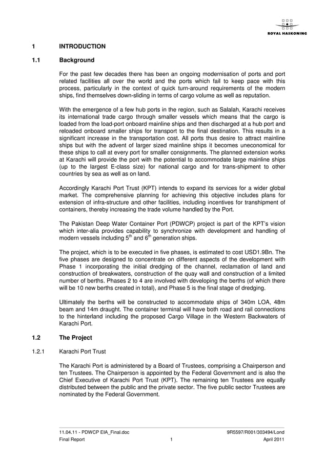 Eia kpt deep water container port - report | PDF