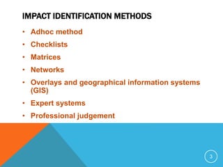 Eia methods for transportation project | PPT