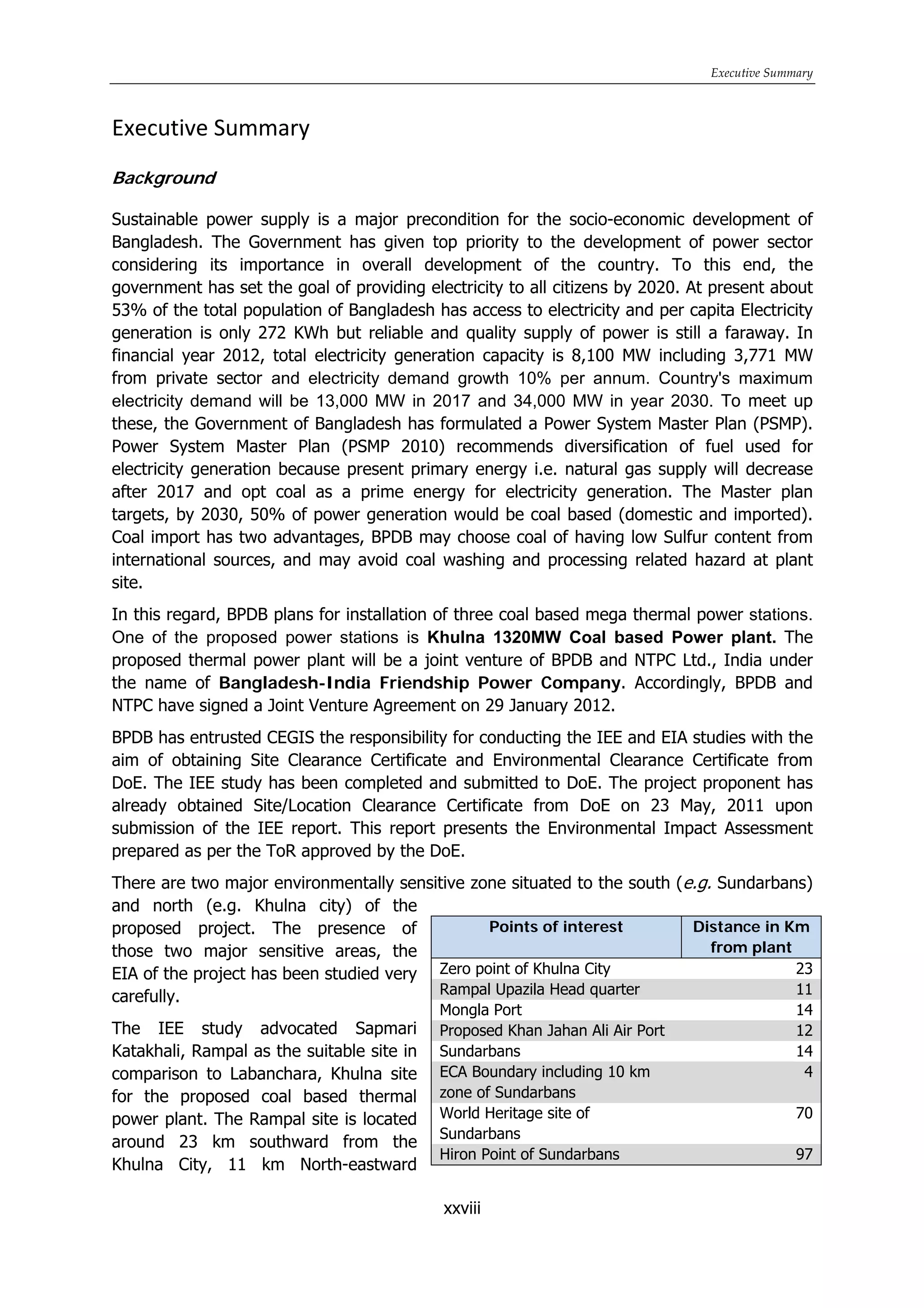 Environmental Impact Assessment (EIA) report on Rampal 1320MW coal-based power plant near the ...
