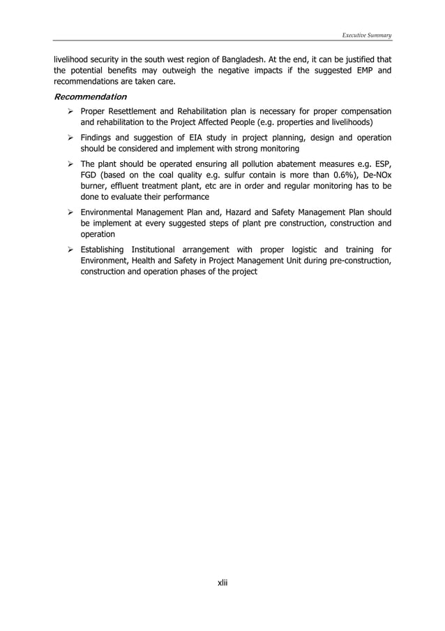 Environmental Impact Assessment (EIA) report on Rampal 1320MW coal-based power plant near the ...