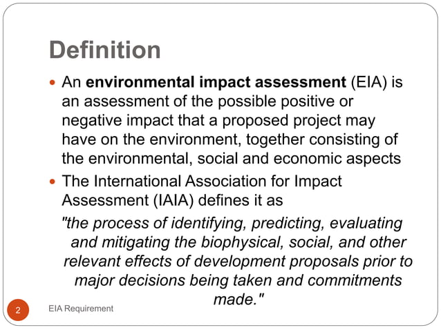 Eia requirements | PPTX | Environment | Science