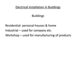 Electrical Installation in Buildings | PPTX | Consumer Electronics ...