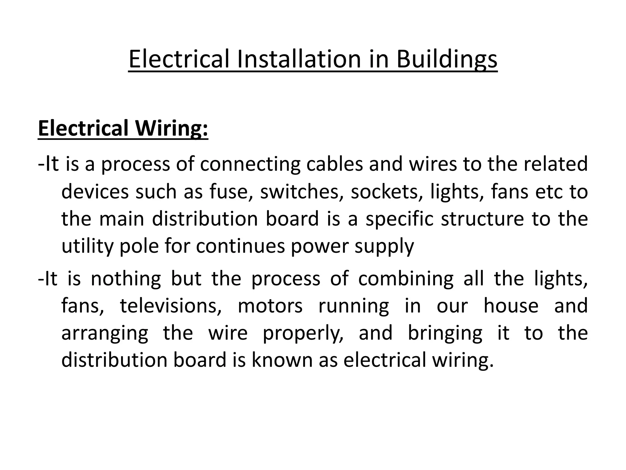 Electrical Installation in Buildings | PPTX