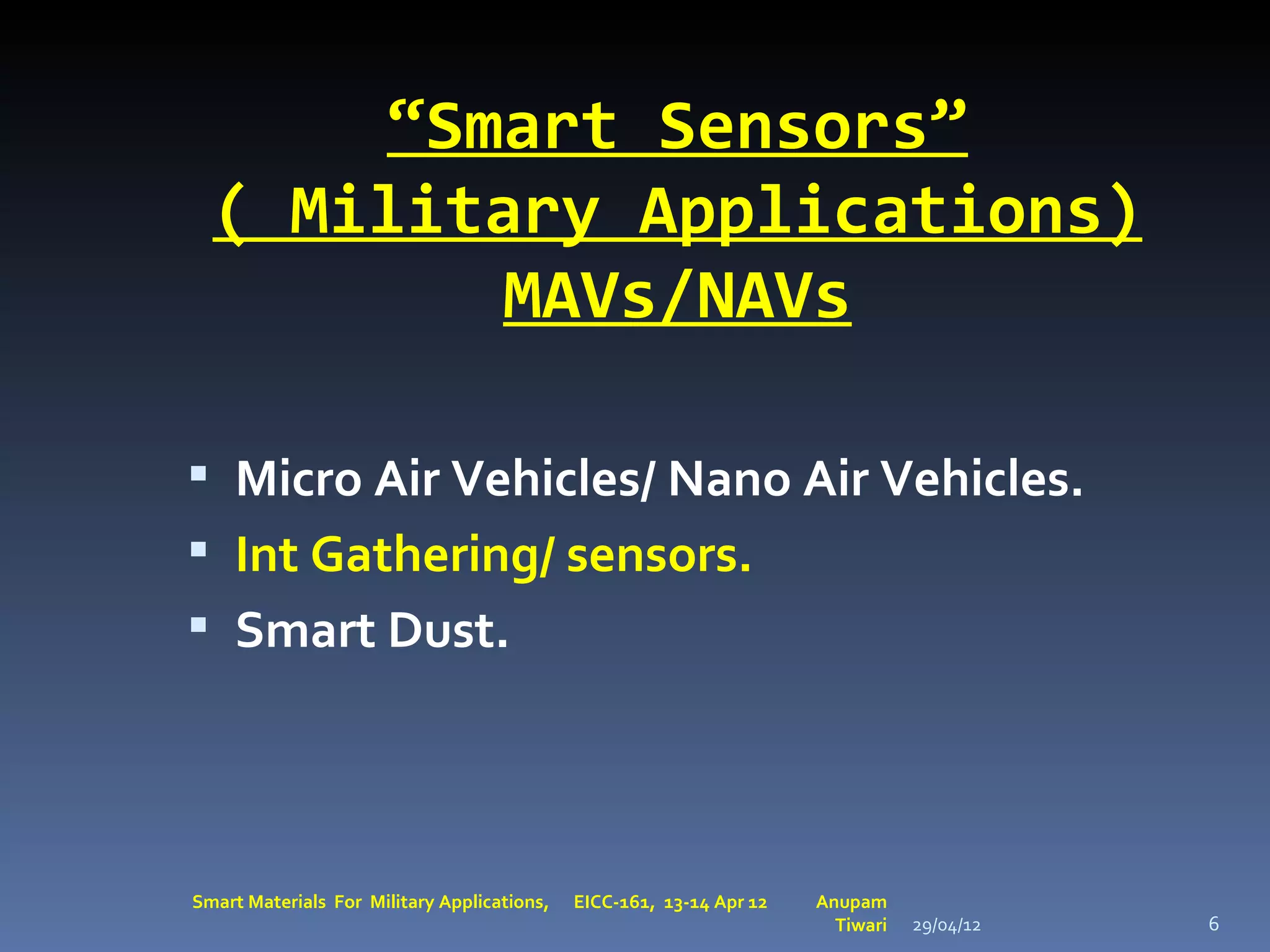 Smart Materials For Military Applications | PPT