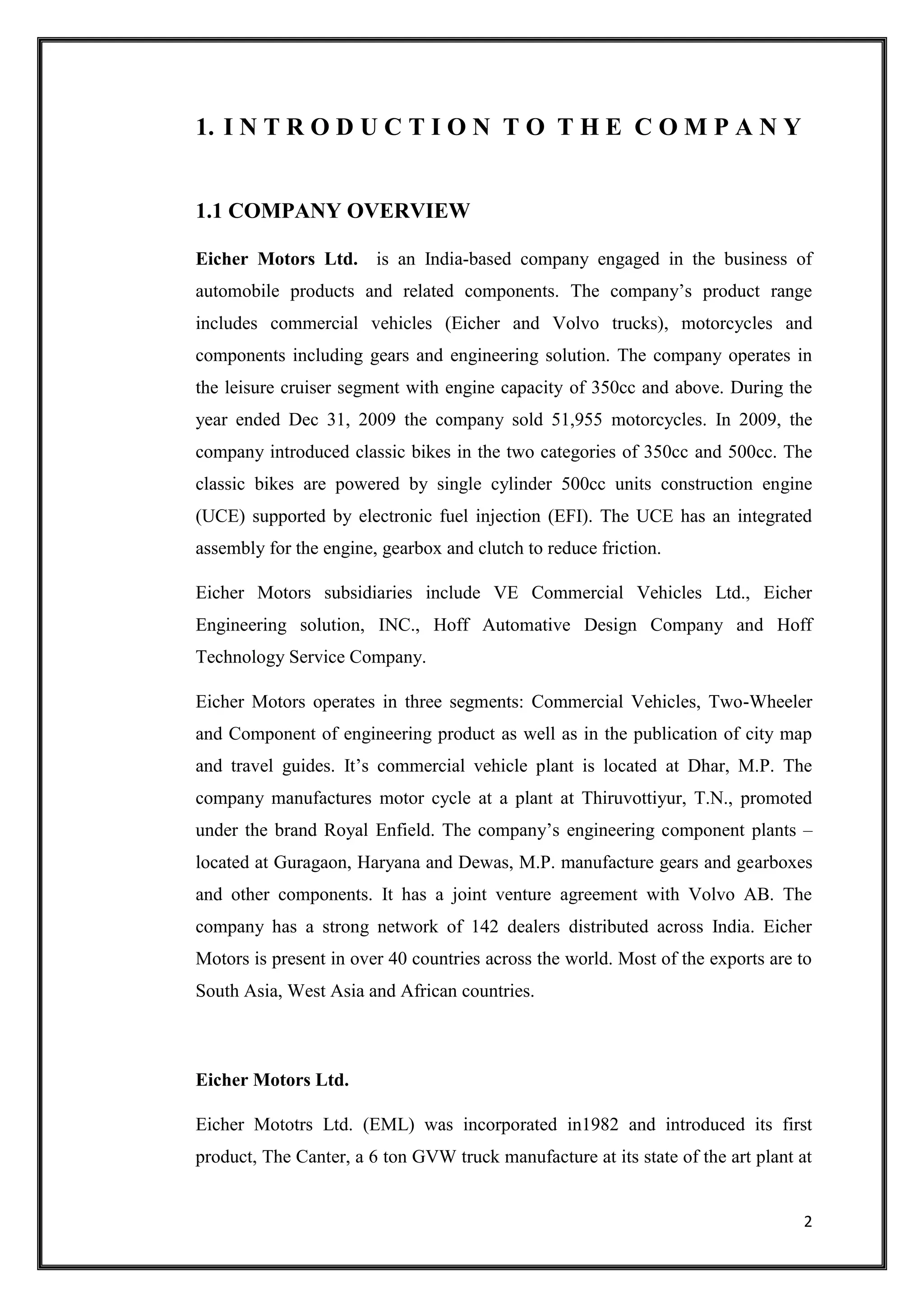 Financial Statement Analysis of Eicher Motors | PDF