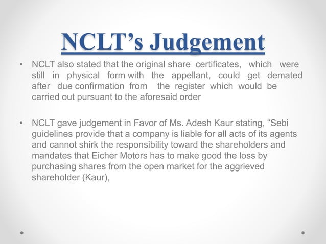 Eicher Motors vs Adesh Kaur - Mehta & Mehta | PPT