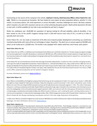 Eicher polaris pvt ltd launches multix press release | DOCX