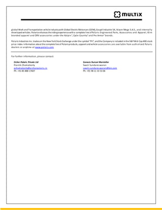 Eicher polaris pvt ltd launches multix press release | DOCX