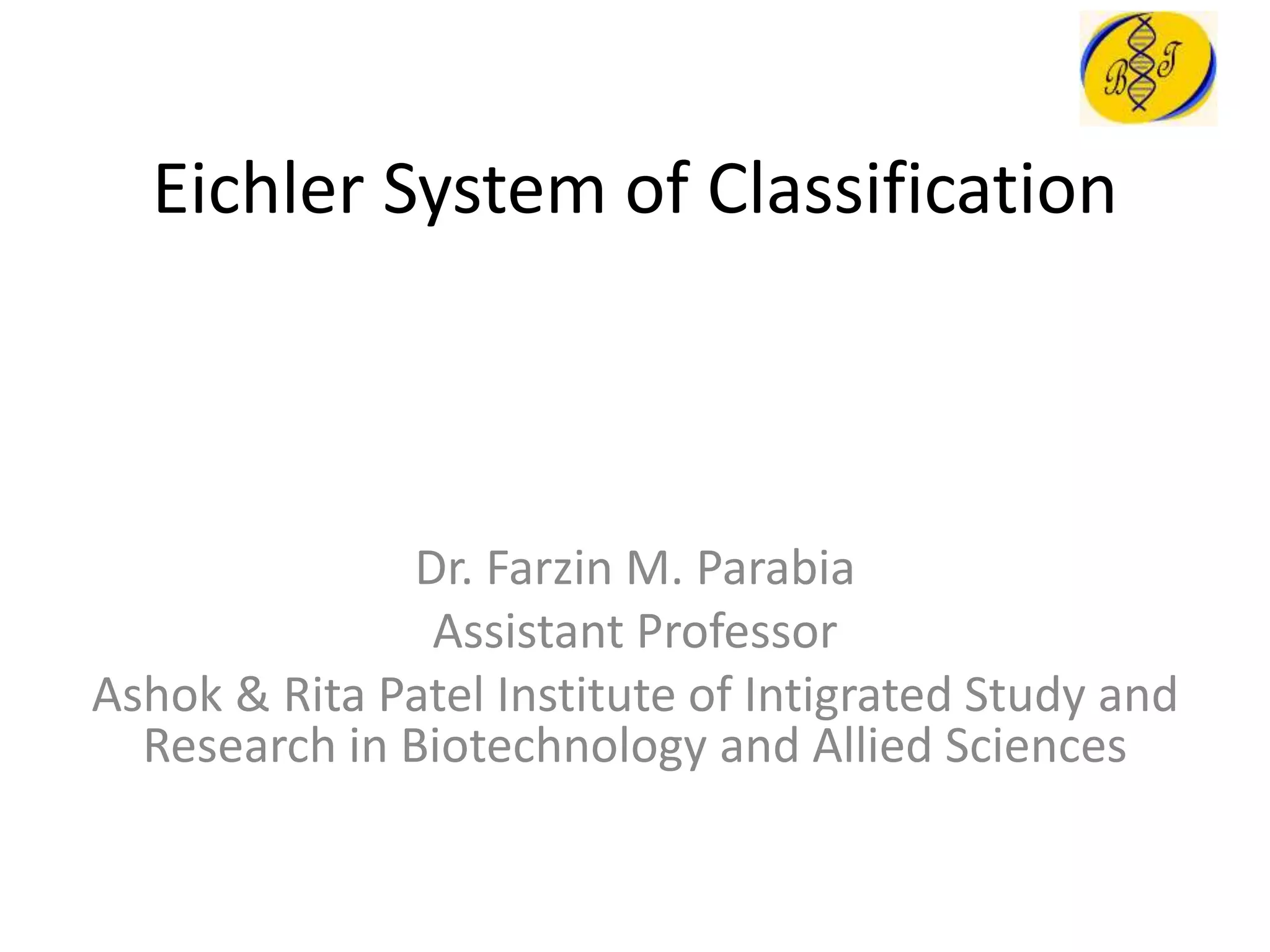 Eichler System of Classification.pptx