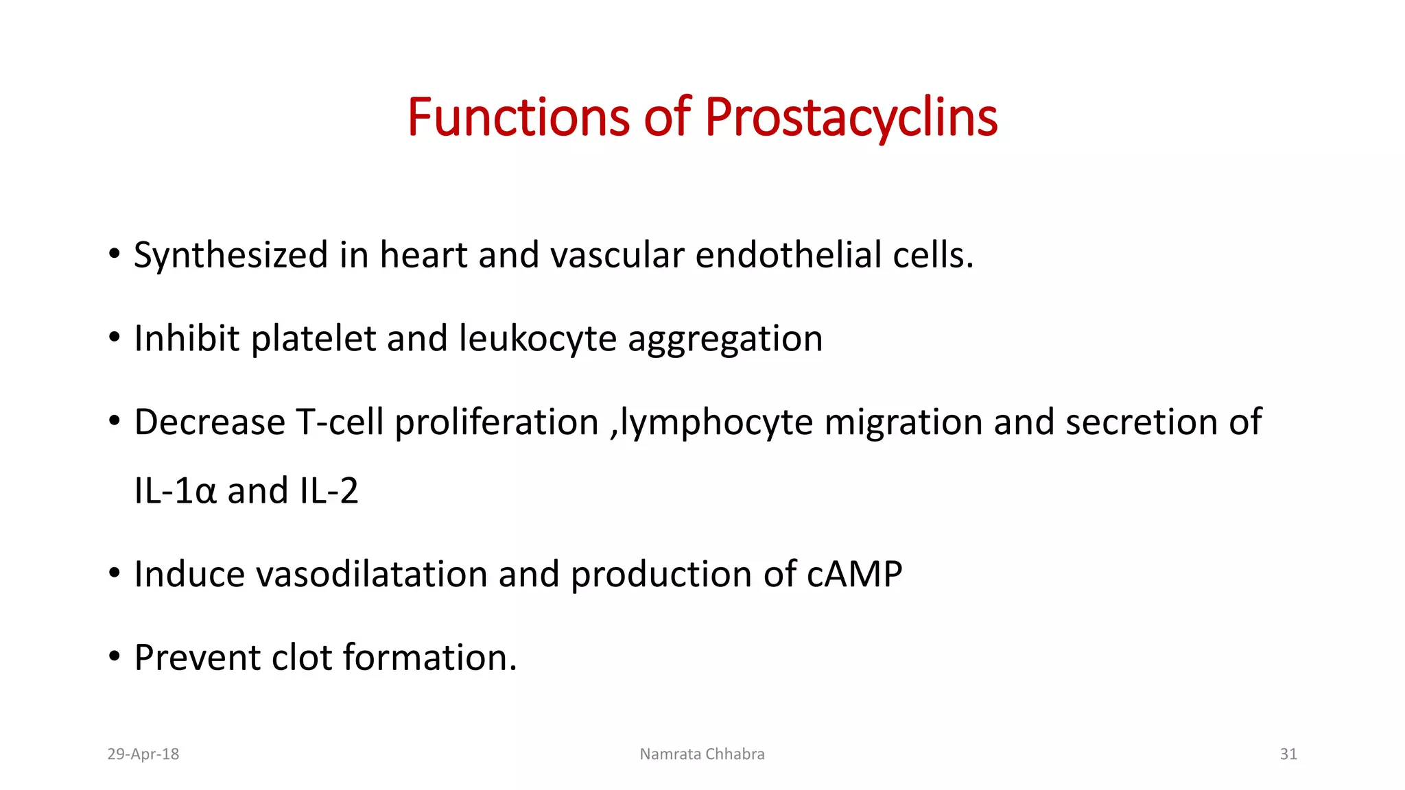 Eicosanoids- Chemistry and function | PDF