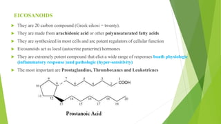 EICOSANOIDS & PROTAGLANDINS.pptx. . | PPTX
