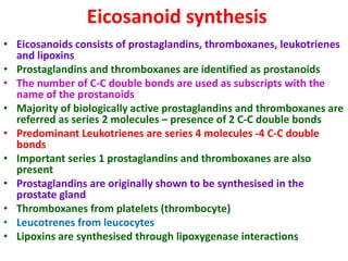 Eicosanoid synthesis | PPTX