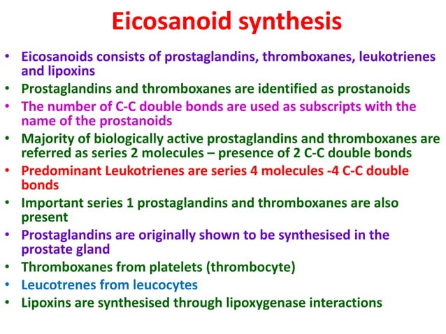 Eicosanoid synthesis | PPTX