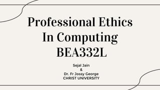 Professional Ethics In Computing | PPT