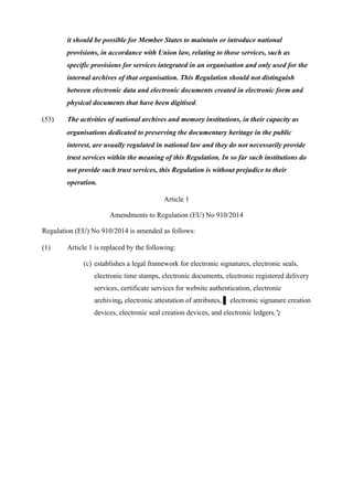 Electronic Archiving in the Revision of eIDAS | PDF