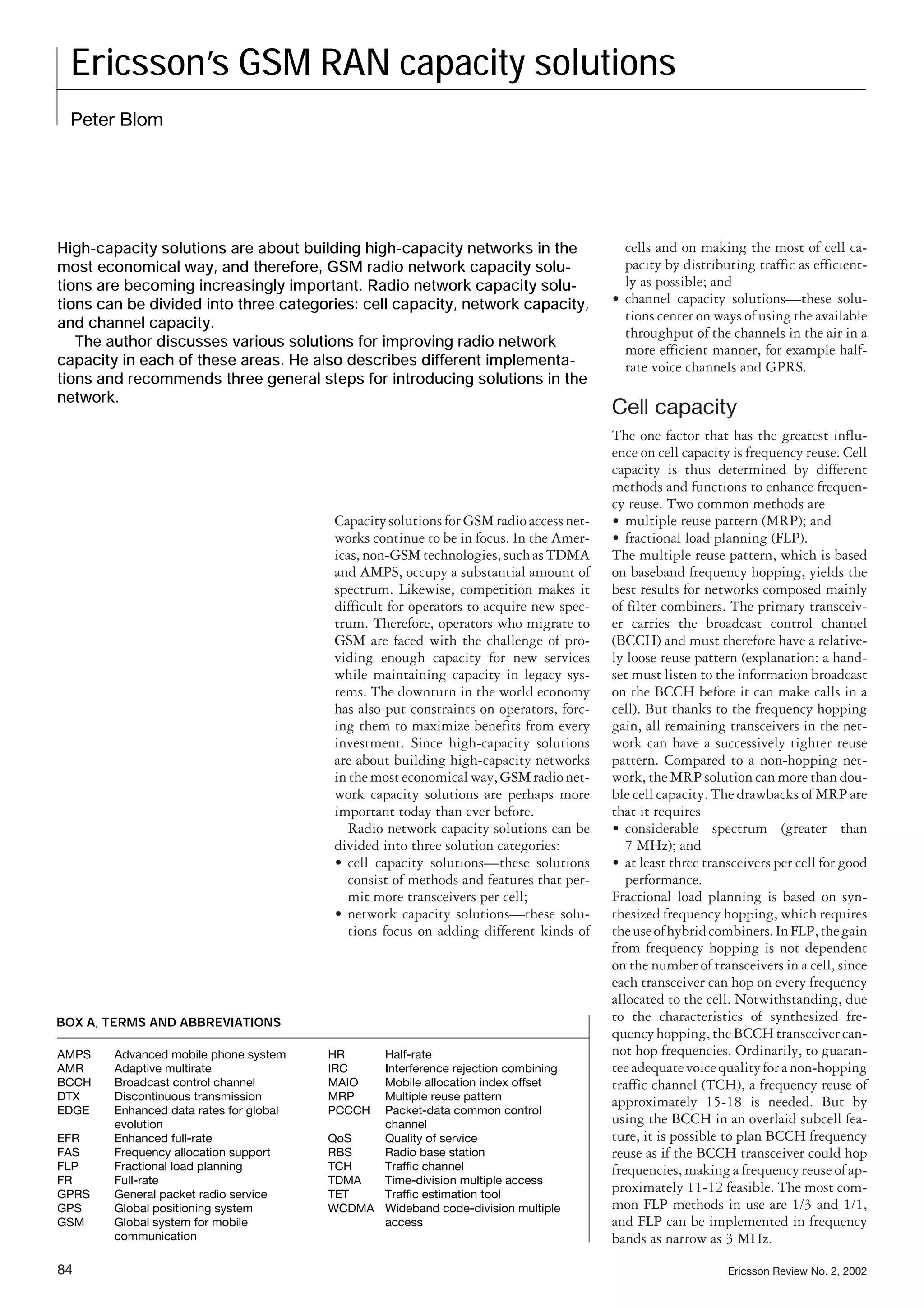 Ericsson GSM RAN Capacity | PDF