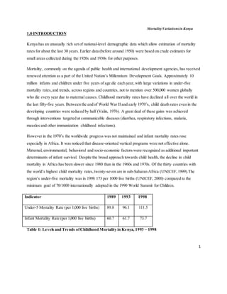 Mortality variations in Kenya | DOCX | Infectious Diseases | Diseases ...