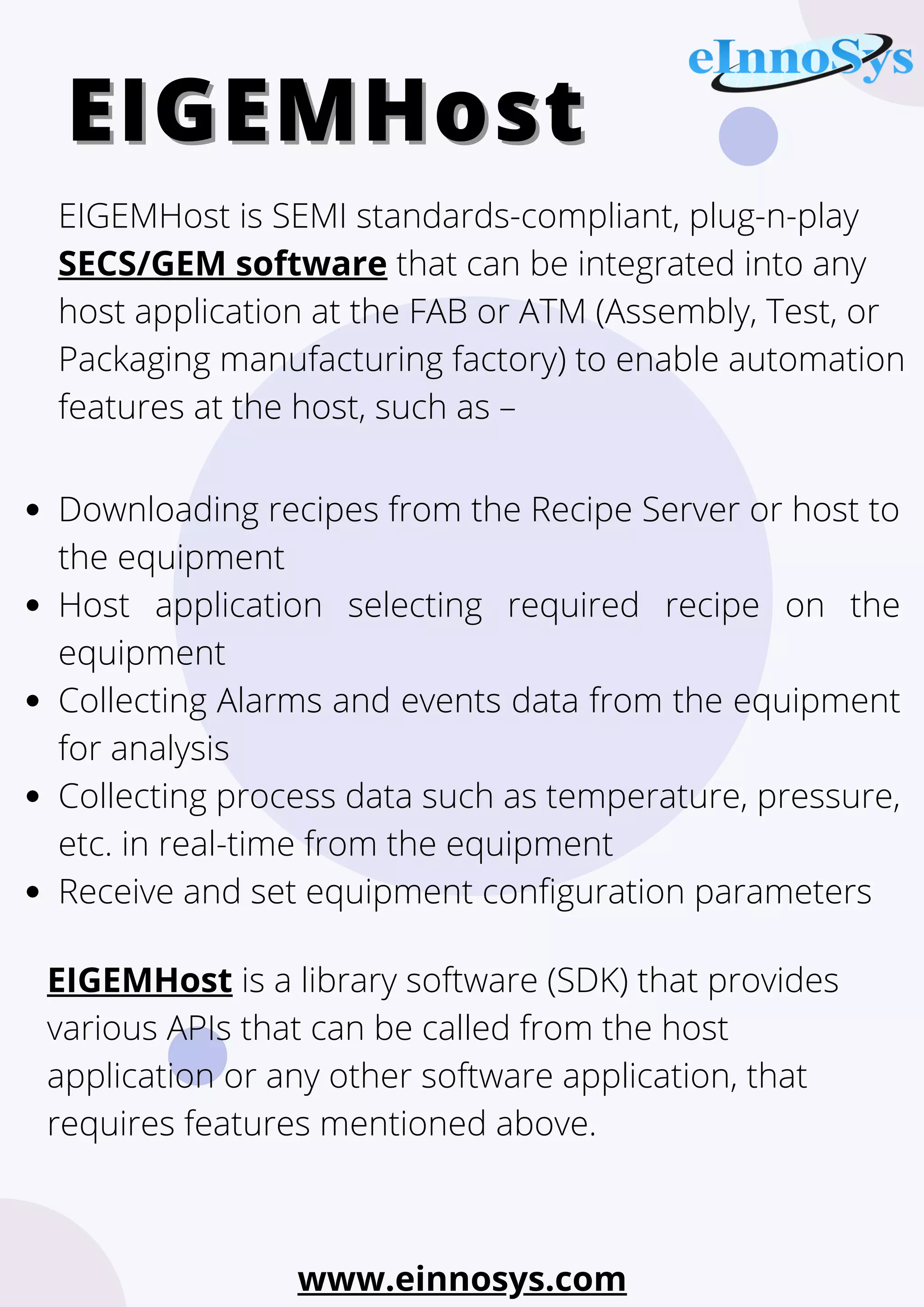 EIGEM host is a software for FAB or assembly to automation features at the host | PDF
