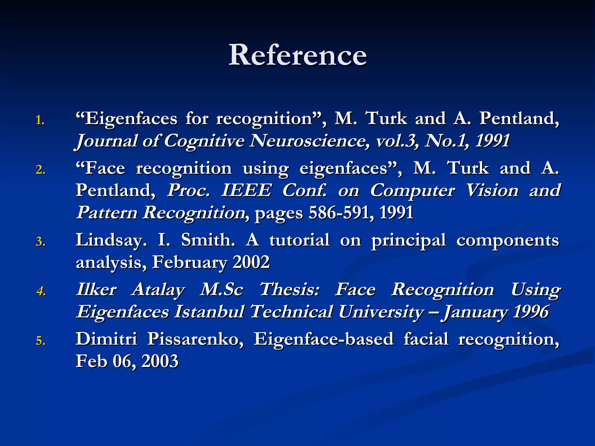 Eigenface For Face Recognition | PPT
