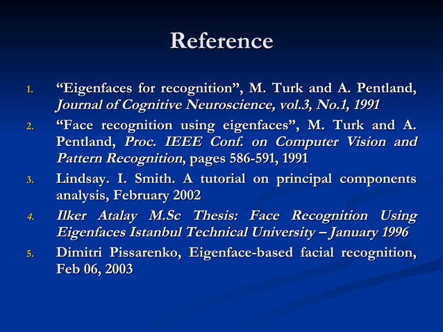 Eigenface For Face Recognition | PPT | Physics | Science