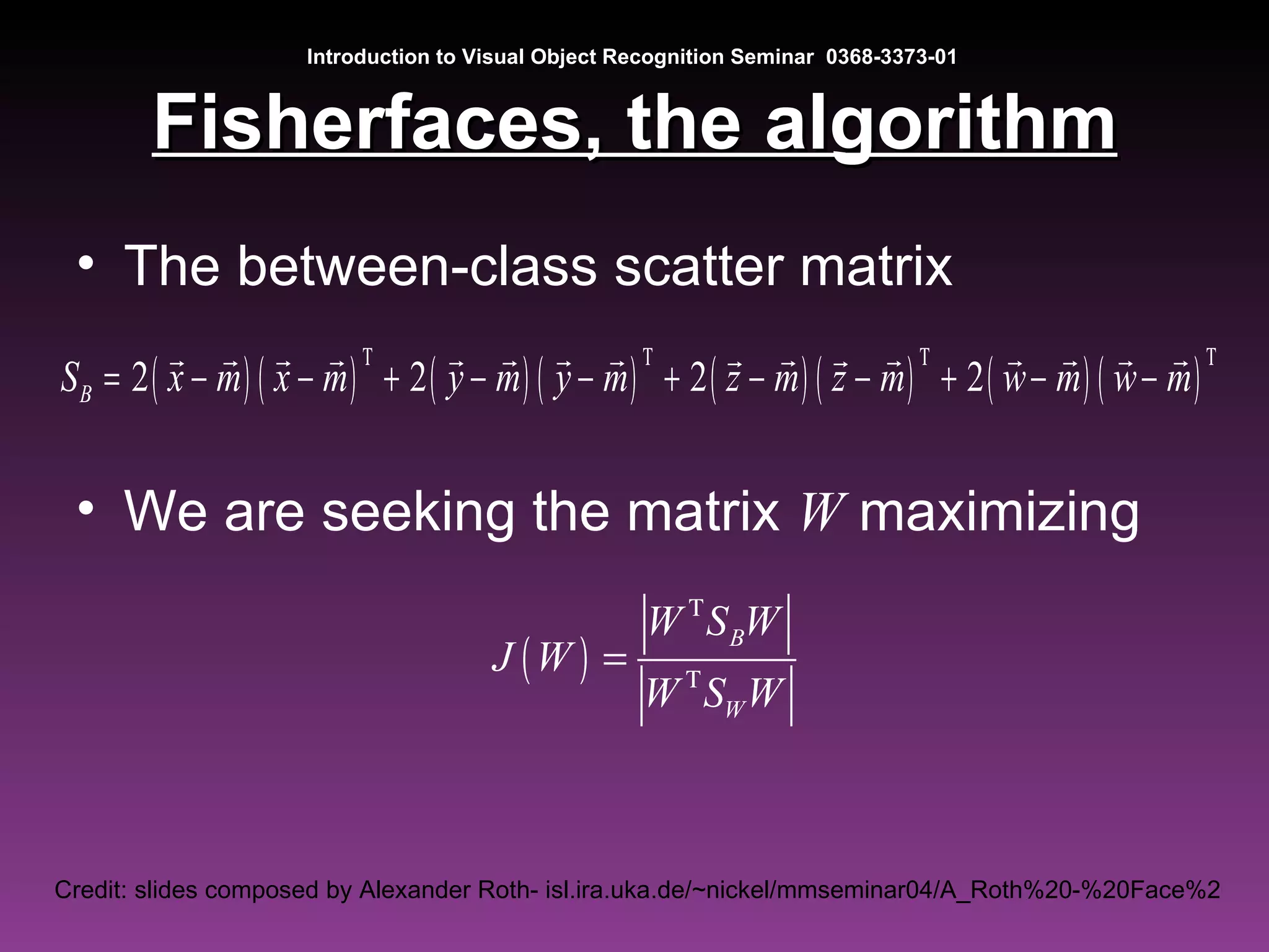 Eigenfaces and Fisherfaces | PPT