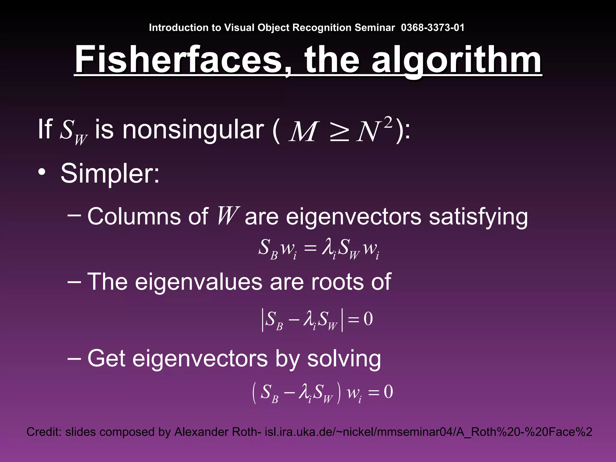 Eigenfaces and Fisherfaces | PPT