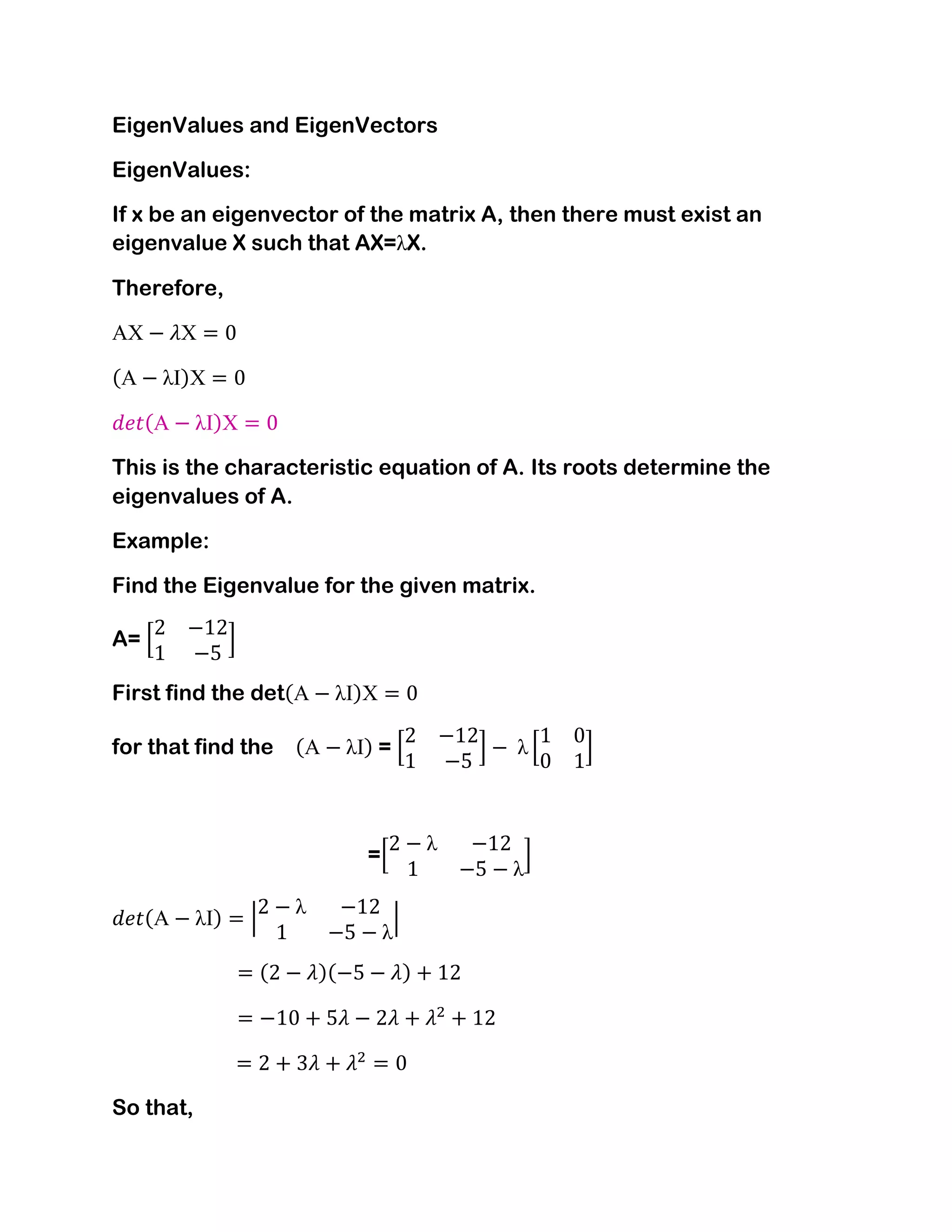 Eigenvalues and eigenvectors | PDF