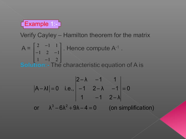 Eigen value , eigen vectors, caley hamilton theorem | PPT | Physics | Science