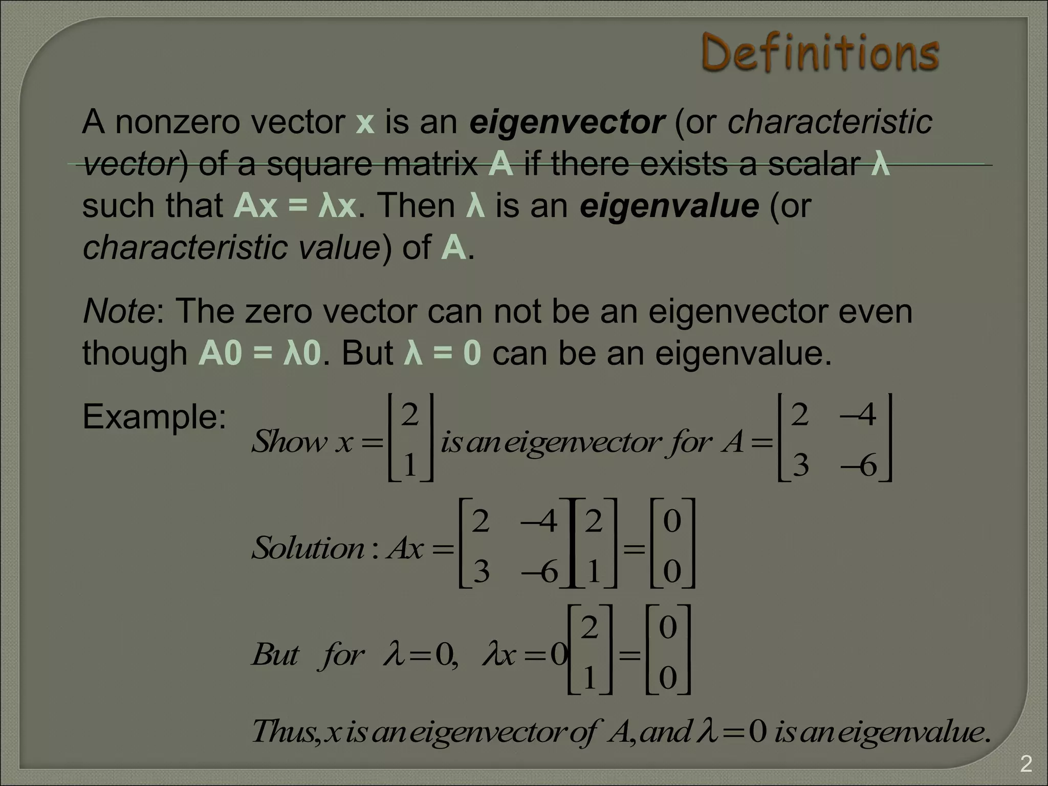 Eigen values and eigenvectors | PPT