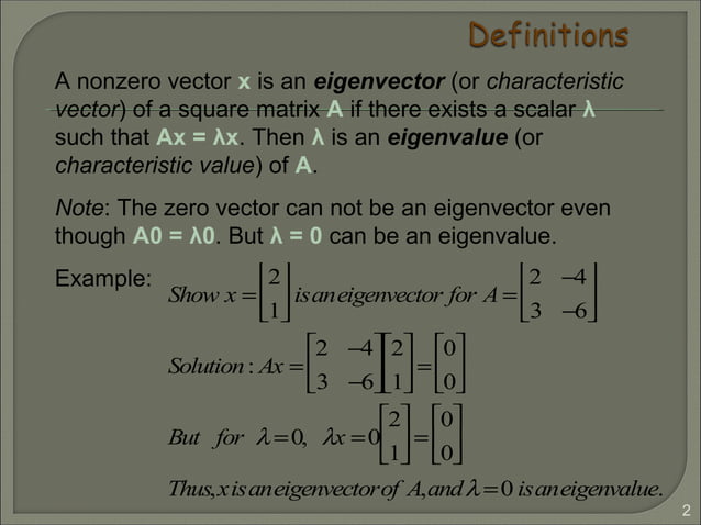 Eigen values and eigenvectors | PPT