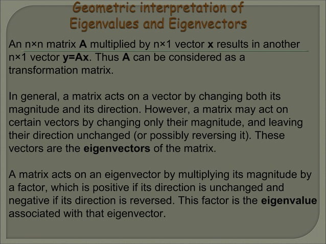 Eigen values and eigenvectors | PPT