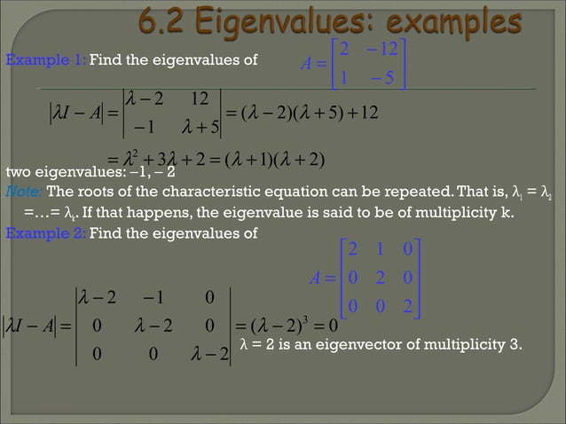 Eigen values and eigenvectors | PPT