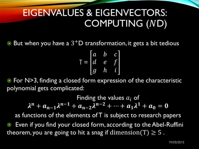 Eigenvalues and eigenvectors of symmetric matrices | PPT