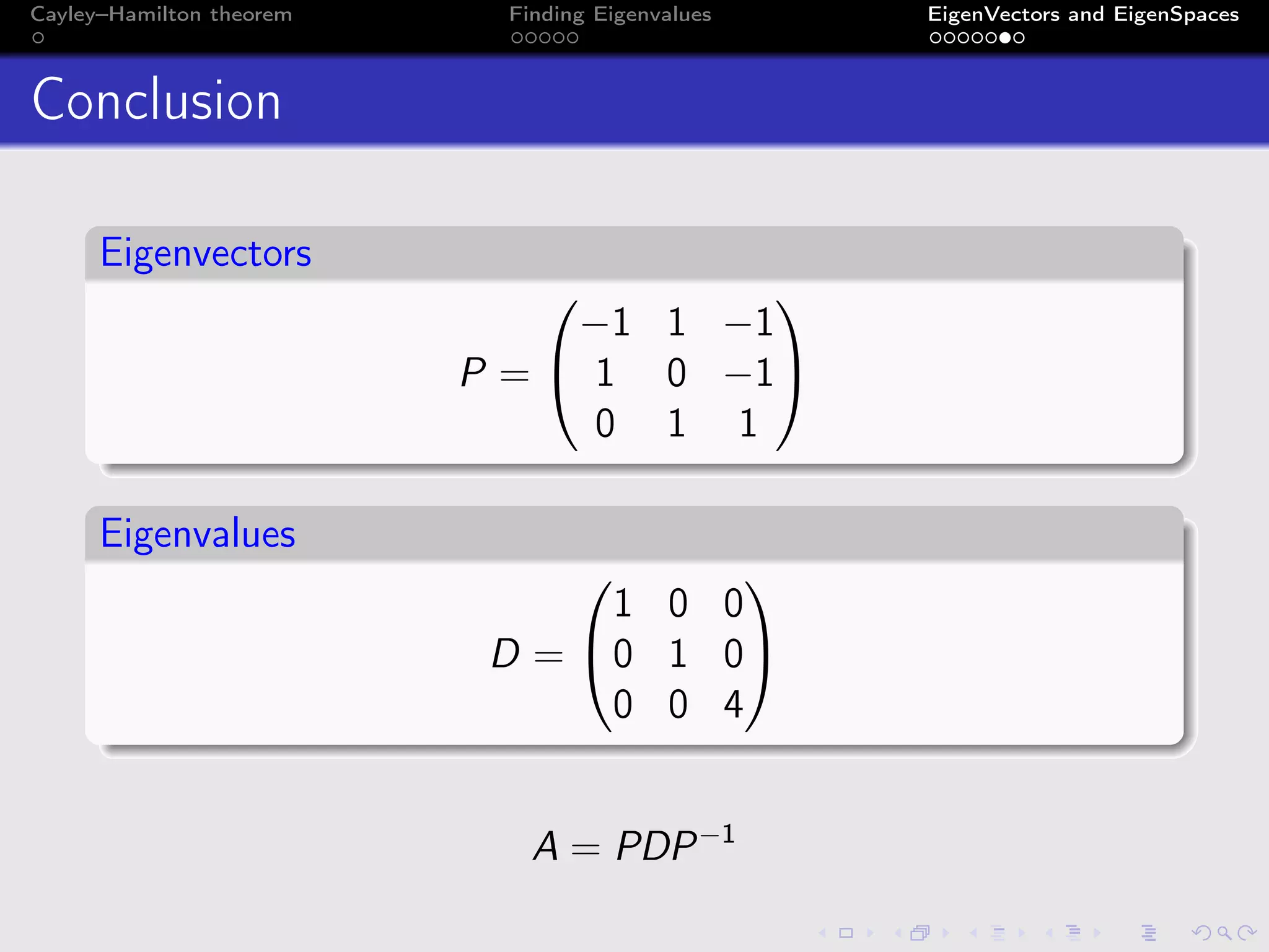 Cayley-Hamilton Theorem, Eigenvalues, Eigenvectors and Eigenspace. | PDF