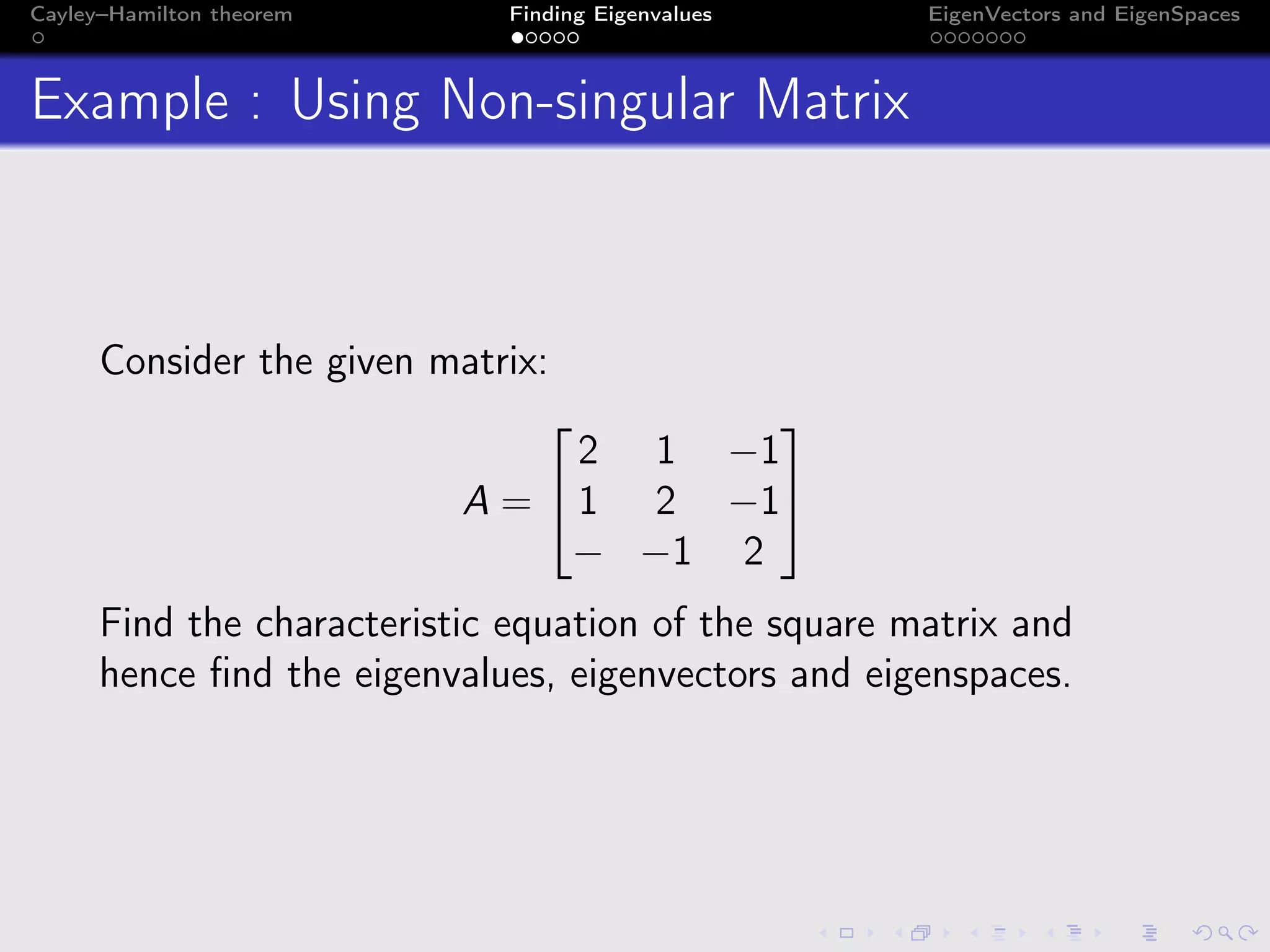 Cayley-Hamilton Theorem, Eigenvalues, Eigenvectors and Eigenspace. | PDF